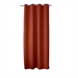 Enjoy Home Basic Verdunkelungsvorhang, 8 silberfarbene &Ouml;sen, &Oslash; 4 cm, 100% Polyester, Oeko-Tex Zertifiziert, 140 x 240 cm, Terrakotta