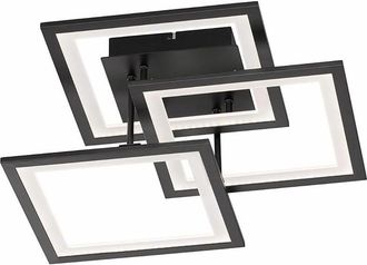 Wofi Leuchten Wofi - Plafonnier led noir lampe de salon moderne dimmable, variateur 3 niveaux via interrupteur mural, 1x led 33 watts 2500 lumen 3000K, l 50 cm