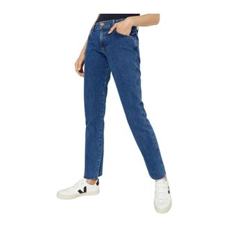 One Teaspoon Blaue Trucker Straight Low Waist Jeans - - Jeans - Damen - Blau - W24