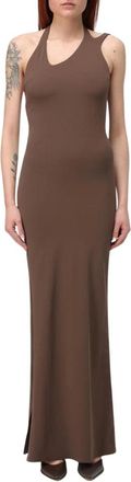 Patrizia Pepe Femme, Robes, Brun, Taille: 38 FR Robe Longue sans Manches avec Fente Latérale
