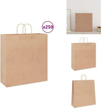 vidaXL Papiertragetaschen 250 Stk. mit Henkeln Braun 45x17x48 cm - Papiertragetasche - Papiertragetaschen - Papiert&uuml;te - Kraftpapiert&uuml;te