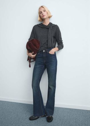 Mango Jean Fiona flare taille normale bleu fonc&eacute; - Femme - 34 - MANGO
