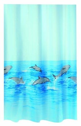 Spirella Nemo Acqua Polyester-Duschvorhang 180x180 cm blau/grau/türkis, 180 x 180