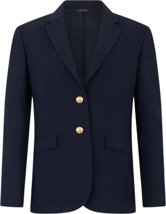 Brooks Brothers Femme, Vestes, Bleu, Taille: 42 FR Blazer Hopsack avec boutons dor&eacute;s