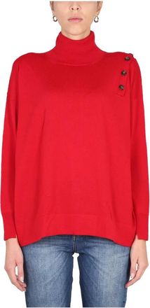Stefano Mortari Femme, Pulls, Rouge, Taille: 38 FR Pull Col Roul&eacute; Boutonn&eacute;