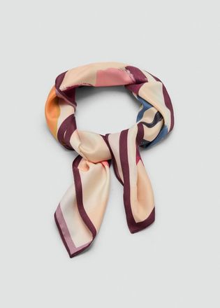 Mango Foulard satiné imprimé à fleurs rose - Femme - Taille unique - MANGO