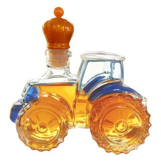 Generico Alkoholspender im Bauernhof-Stil: handgefertigte transparente Karaffe, Getränkebehälter mit neuartigem Traktor-Design, Ausgießer für Bourbon-Whisky, r