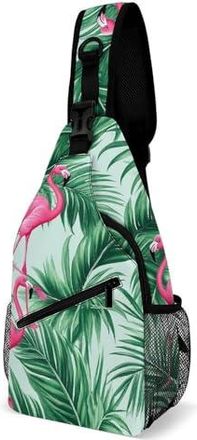 Generic Sacoche Homme Bandouliere Feuilles de bananier vert menthe, palmier, oiseau exotique ravissant, flamant Roses R&eacute;glable Sac &agrave; Bandouli&egrave;re Mode Sac DEpa