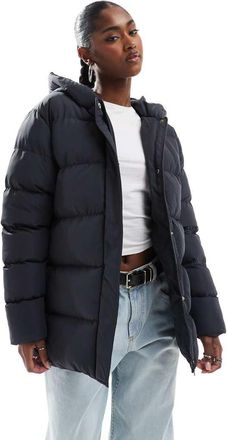 Threadbare Mittellange Pufferjacke in Anthrazit-Grau