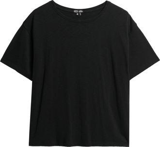 Superdry Damen Studio T-Shirt mit überschnittenen Schultern Schwarz 40