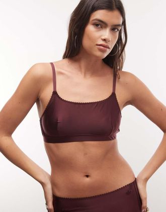 adidas Originals Comfort-Satin-Bandeau-Bralette in Burgunderrot