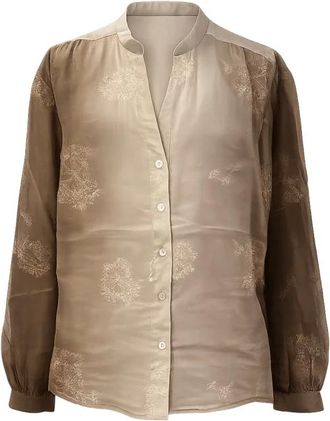 Saint Barth Femme, Blouses et Chemises, Beige, Taille: 40 FR Chemise en coton d&eacute;grad&eacute; avec broderie