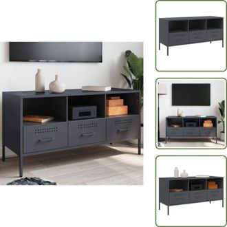 vidaXL The Living Store - TV-Schrank Anthrazit 100,5x39x50,5 cm Stahl - Industriestyl - TV-Schrank - Metallregal - Wohnzimmerschrank - Fernsehtisch