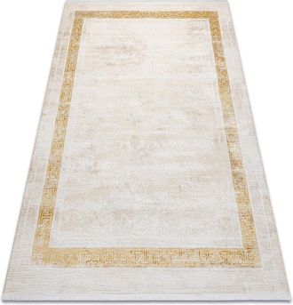 RugsX Moderner Teppich duke 51524 creme / gold - Rahmen, griechisch strukturiert, sehr weich, Fransen beige 200x290 cm
