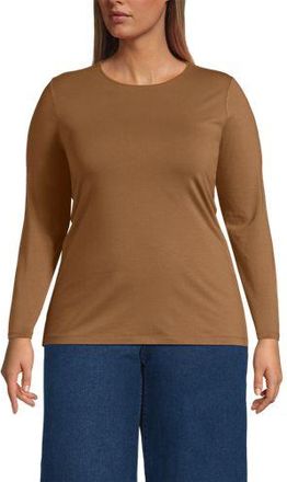 Lands End Shirt aus Baumwolle/Modal-Mix mit Rundausschnitt, Damen, Größe:52-54 plus, Beige, Elasthan/Baumwolle Modal, by Lands End