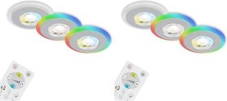 Briloner Leuchten - 3er Set Einbauleuchten Decke LED, LED Lichtring RGB CCT, Einbaulampen flach, Einbaustrahler Bad, Badeinbaustrahler IP44, Chrom-Matt, 84x34 