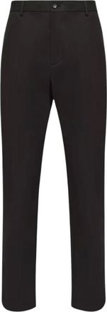 Moncler Pantalon droit en toile de coton brod&eacute;e logo - Homme - Pantalons - Noir - Taille: S