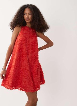 Vero Moda Robe textur&eacute;e courte &agrave; dos nu - Rouge poinsettia