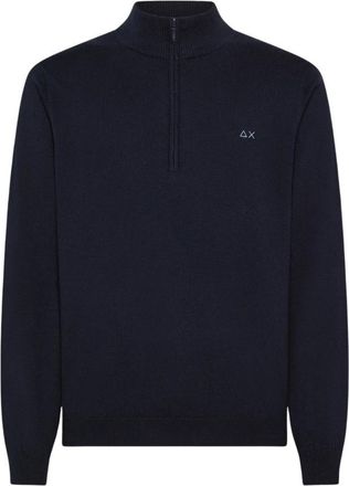 Sun 68 Homme, Pulls, Bleu, Taille: L Half Zip Sweater Basic L/S