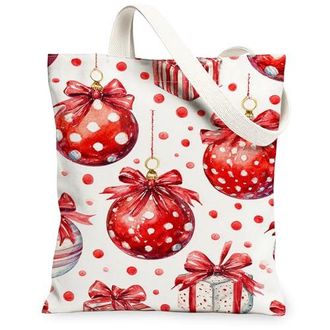 Generic Sacs fourre-tout festifs en toile, motif ornement ludique, sacs d&eacute;picerie, sacs d&eacute;picerie r&eacute;utilisables, l&eacute;gers et lavables en toile pour le shopping,