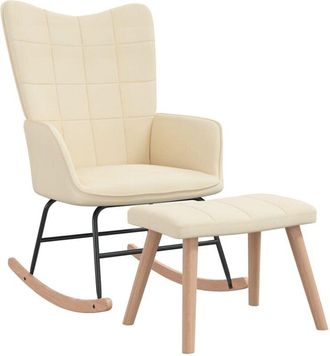 vidaXL Schaukelsessel mit Hocker Creme Stoff - Vidaxl