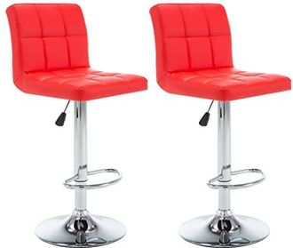 vidaXL Lot de 2 Tabourets de Bar, Chaise de Pub, Si&egrave;ge de Bistrot, Meuble de Salle &agrave; Manger Cuisine Salon Maison Int&eacute;rieur, Rouge Similicuir