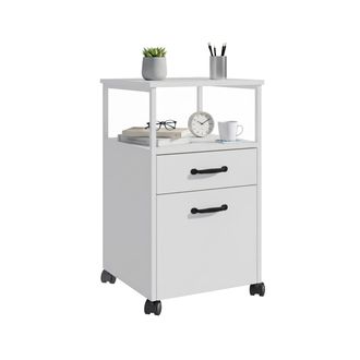 Relaxdays Rollcontainer, 2 Schubladen, H&auml;ngeregister, modernes Design, HBT: 66,5 x 42 x 44 cm, Aktenschrank schmal, wei&szlig;