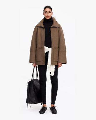 Arket Doubleface-Jacke Aus Wollmischung -Braun