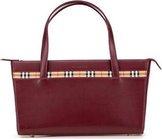 Burberry Crossbody Bags - House Check Trimmed Leather Handbag - Gr. unisize - in Rot - für Damen