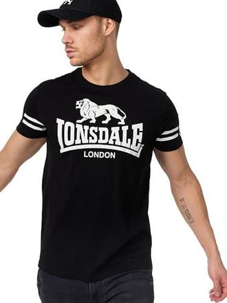 Lonsdale London Aldeburgh Homme T-Shirt Manches Courtes Noir XXL 100% Coton Regular/Coupe Standard