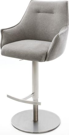 DELIFE Barstuhl Alja-Flex Strukturstoff Soft Grau Drehfu&szlig; h&ouml;henverstellbar Edelstahl Silberfarben Taschenfederkern, Barst&uuml;hle