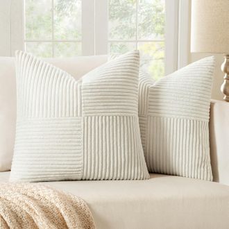 Miulee 2er Set Kissenbezug 45x45cm Reines Weiß Weihnachten Kissenhülle Kissenbezüge Sofakissen Dekokissen Boho Couchkissen Kord Dekorative Zierkissenbezug fü