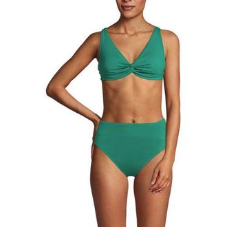 Lands End Bikinitop mit Twist-Detail in F-Cup, Damen, Größe:42 regular, Grün, Elasthan/Nylon-Mischung, by Lands End