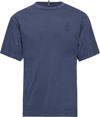 Moncler Moncler Logo Patch Cotton T-shirt, Men, Blue, Size: Xxl