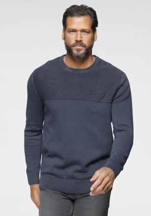 Arizona Rundhalspullover ARIZONA, Herren, Gr. XXL (60/62), blau (blau, stone, washed), Feinstrick, Obermaterial: 100% Baumwolle, unifarben, normal, Rundhals, 