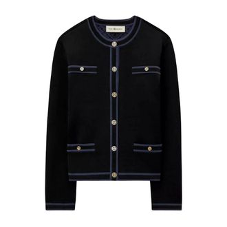 Tory Burch Femme, Pulls, Noir, Taille: 38 FR Cardigan Noir avec Boutons Dor&eacute;s