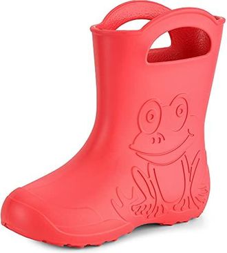 Ladeheid Bottes de Pluie en EVA pour Femme Bottes en Caoutchouc Resistantes à leau Bottines Imperméables Wellies Chaussures de Sécurité Femme LA-CA-09 (Corail,