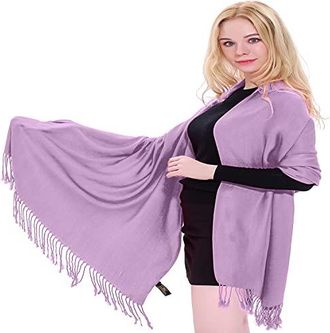 CJ Apparel Violet Clair Solide Couleur Unie Conception Népalaise Châle écharpe étole Wrap Châles Pashminas Nouvelle