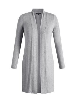 Base Level Curvy Longstrickjacke BASE LEVEL CURVY Ayla long, Damen, Gr. 58/60, grau melange, Strick, Obermaterial: 94% Viskose, 6% Elasthan, figurumspielend knieumspie
