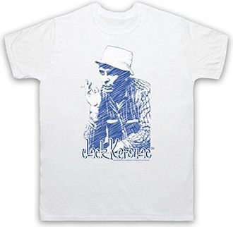 My Icon Art and Clothing Jack Kerouac on The Road 3 T-Shirt des Hommes, Blanc, Medium