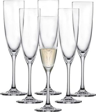 Schott Zwiesel Sektglas Classico (6er-Set), klassische Champagner Gläser mit Moussierpunkt, spülmaschinenfeste Tritan-Kristallgläser, Made in Germany (Art.-Nr. 12365