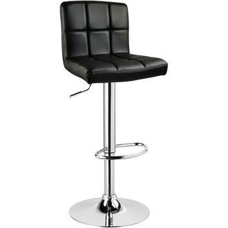 Woltu Woltu - Tabouret de Bar en Cuir Artificiel avec Bien Assise rembourr&eacute;e, Tabouret Ajustables en Hauteur(92-114cm), Noir