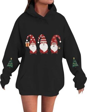 Generico Sweat &agrave; capuche pour femme &agrave; capuche en molleton dautomne dhiver &agrave; manches longues en coton renne confortable hoodie sweatshirt classique surdimension