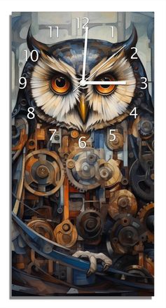 Wallario Design-Wanduhr, Acrylglasuhr Größe 30 x 60 cm, weiße Zeiger, Motiv Wächter der Zeit