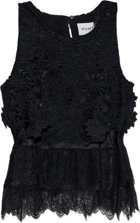 Munthe Bluse mit Blumenspitze - Schwarz