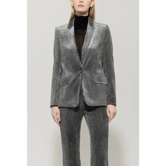 Luisa Cerano Femme, Vestes, Gris, Taille: 38 FR Veste en Velours avec &Eacute;clat Argent&eacute;