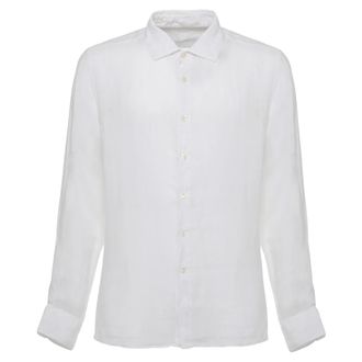 120% Lino Homme, Chemises, Blanc, Taille: L Chemise &agrave; Manches Longues en Lin