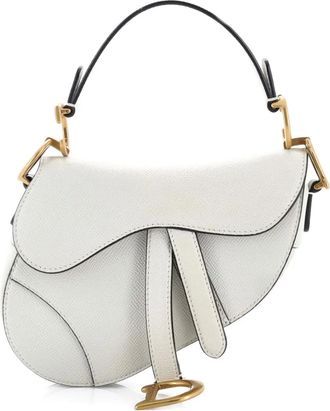 Dior Saddle Handbag Leather Mini shoulder bag - Blanc