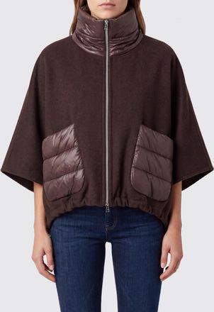 Herno Cape courte en m&eacute;lange de laine et cachemire avec col montant et fermeture zipp&eacute;e