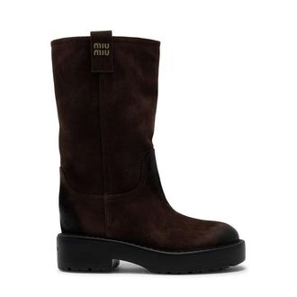Miu Miu Bottes en cuir su&eacute;d&eacute; dagneau